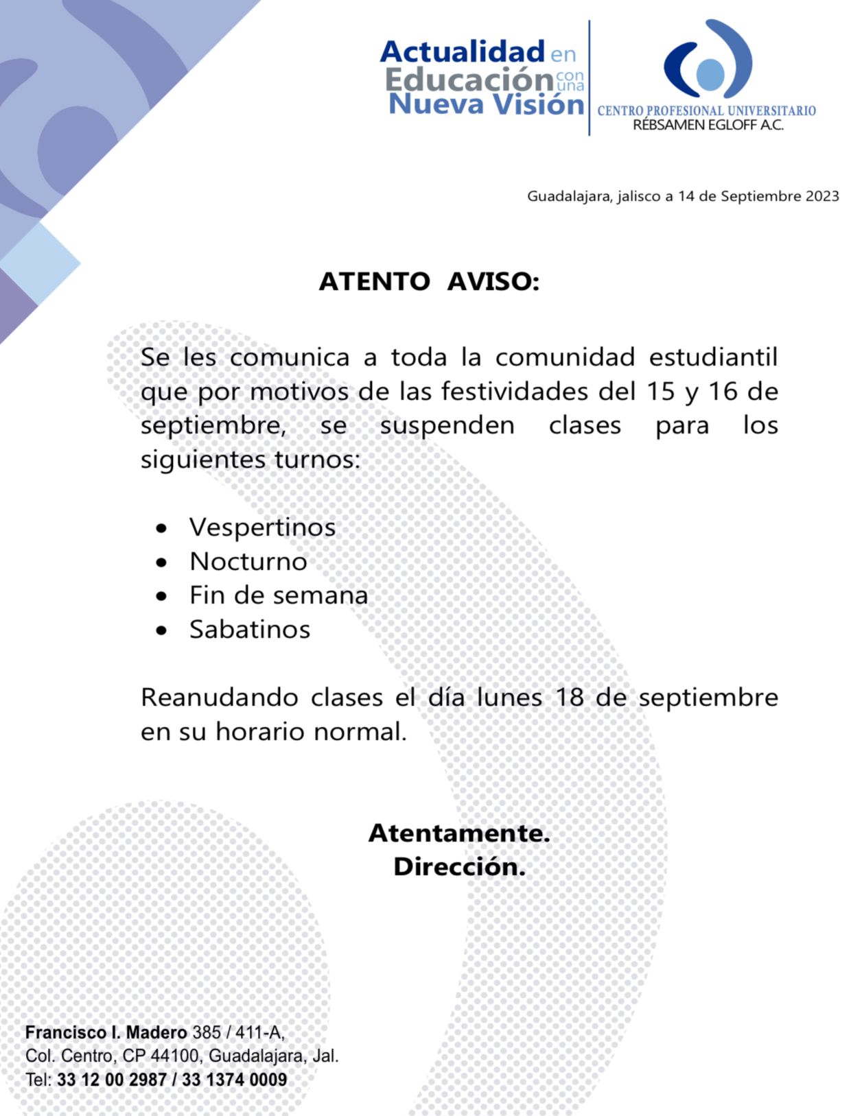 Centro Profesional Universitario Rebsamen Egloff A. C.